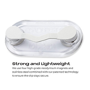 Readerest Magnetic Holders for Glasses, 2 Styles Stainless White & Black, Badge Holder, Eyeglass Holder, Sunglass Holder, Badge Clip, Nurse Badge Holder, Name Tag, Shirt Clip