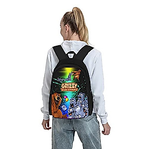 Angxtury Grizzy&Lemmings Backpack For Girls Boys Laptop Daypack Student Bookbag For School Travel Casual