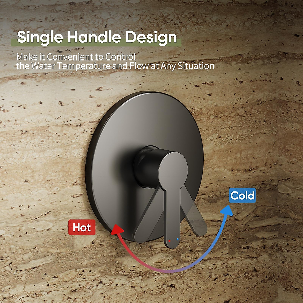 Kurpot Tub Shower Faucet Set, 8 Inch Matte Black Shower Head and Handle Set, High Pressure Bathtub Shower Faucet with Valve, Tub Spout and Trim Kit, Bathroom Shower Faucet Sets Complete, Black