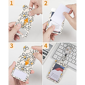 Uniclife Floral Sliding Badge Holder White Flower Plastic Case with Retractable Badge Reel Carabiner Clip and Detachable Lanyard Strap Hard Vertical Card Protector for Women Nurse Teacher Student