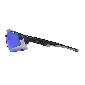 Rawlings Fake Pump Shield Sport Sunglasses for Men, Matte Black/Blue Mirror, 65mm