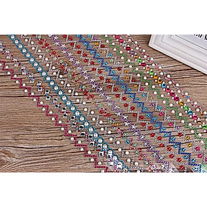 KAVI‘ S 6 Rolls Rhinestone Tape Set Glitter Self-Adhesive Beads Tapes Bling Masking Stickers for Craft, Kids, Scrapbook, DIY, Gift Wrapping (Stars Rays), 18mm