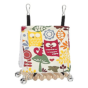 Yuehuamech Bird Nest Parrot Hammock Hanging Cage Tent Winter Warm Parrot Cage Swing Cave House Bed Hut Tent for Parakeet Cockatiels Budgies Cockatoo Canary (Colorful Forest)