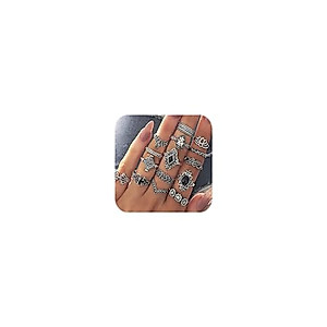 BERYUAN Rings Black Rings Goth Rings for Women Rings Womens Rings Cute Rings Stackable Rings Set（12Pcs(Rings Size 5,5.5,6.5,7,7.5,8.5)