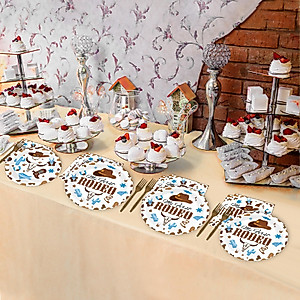 96 Pcs My First Rodeo Birthday Party Supplies Paper Plates Napkins Western Blue Cowboy 1st Rodeo Party Birthday Tableware Set Decorations Favors for Boy Baby Shower Serves 24