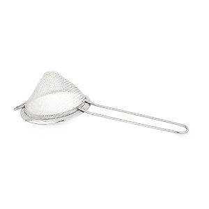 Viski Cone Strainer - Fine Mesh Strainer Stainless Steel Bar Tool - Small Cocktail Strainer for Drinks with Handle - 9.24in Set of 1, Metallic