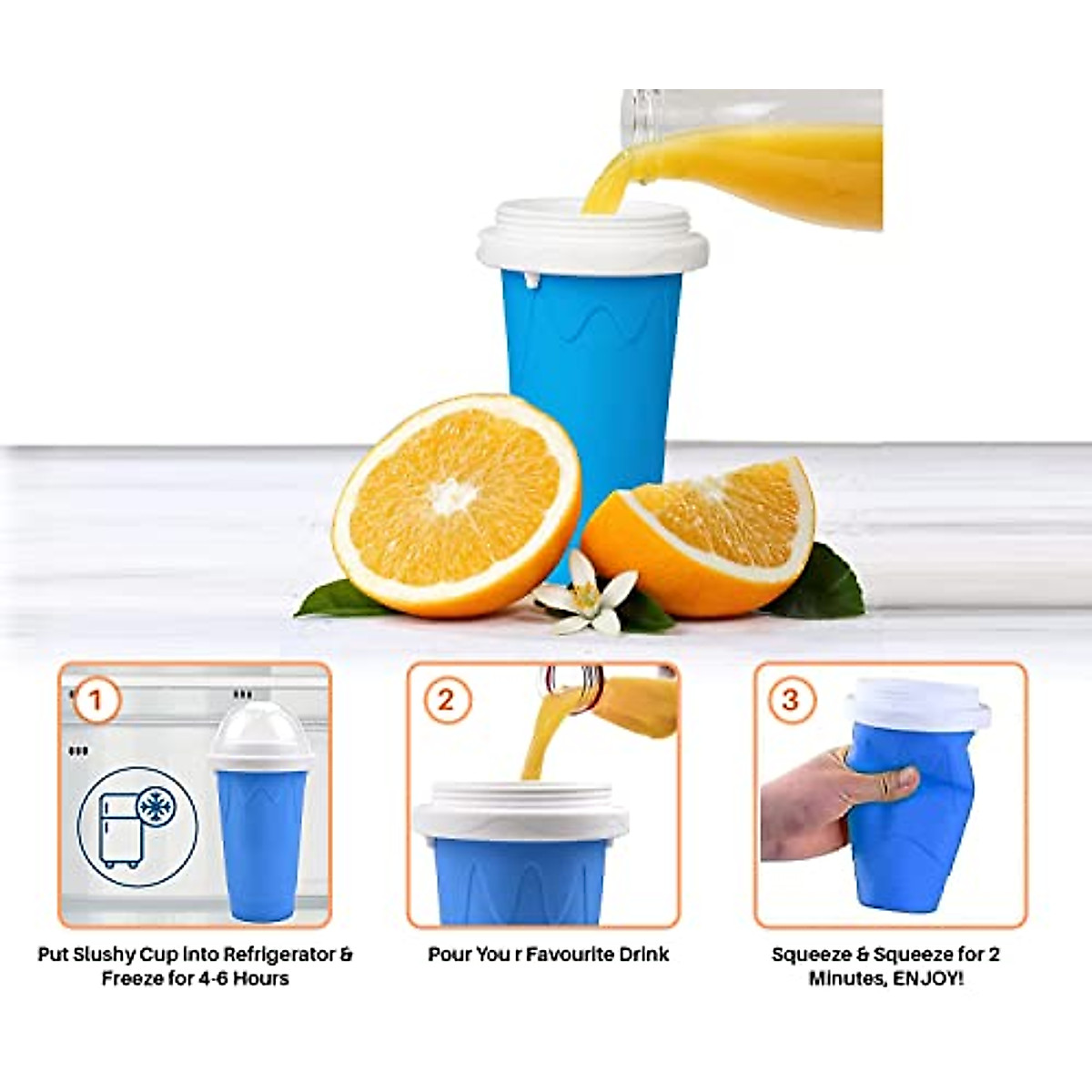 Slushy Cup (330ml, Silicone), Slushy Maker Cup, Quick Smoothies Magic Slushie Cup, Instant Yummy Smoothies & Milkshakes, Squeeze Cup, Cool Smoothie in Summer, for Everyone