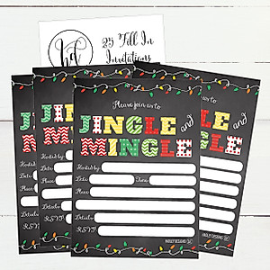 25 Jingle And Mingle Invitations For Christmas Party Invitations - Holiday Party Invitations Christmas Party Invites Adults, Winter Birthday Invitations Christmas Open House Invitations Xmas Party