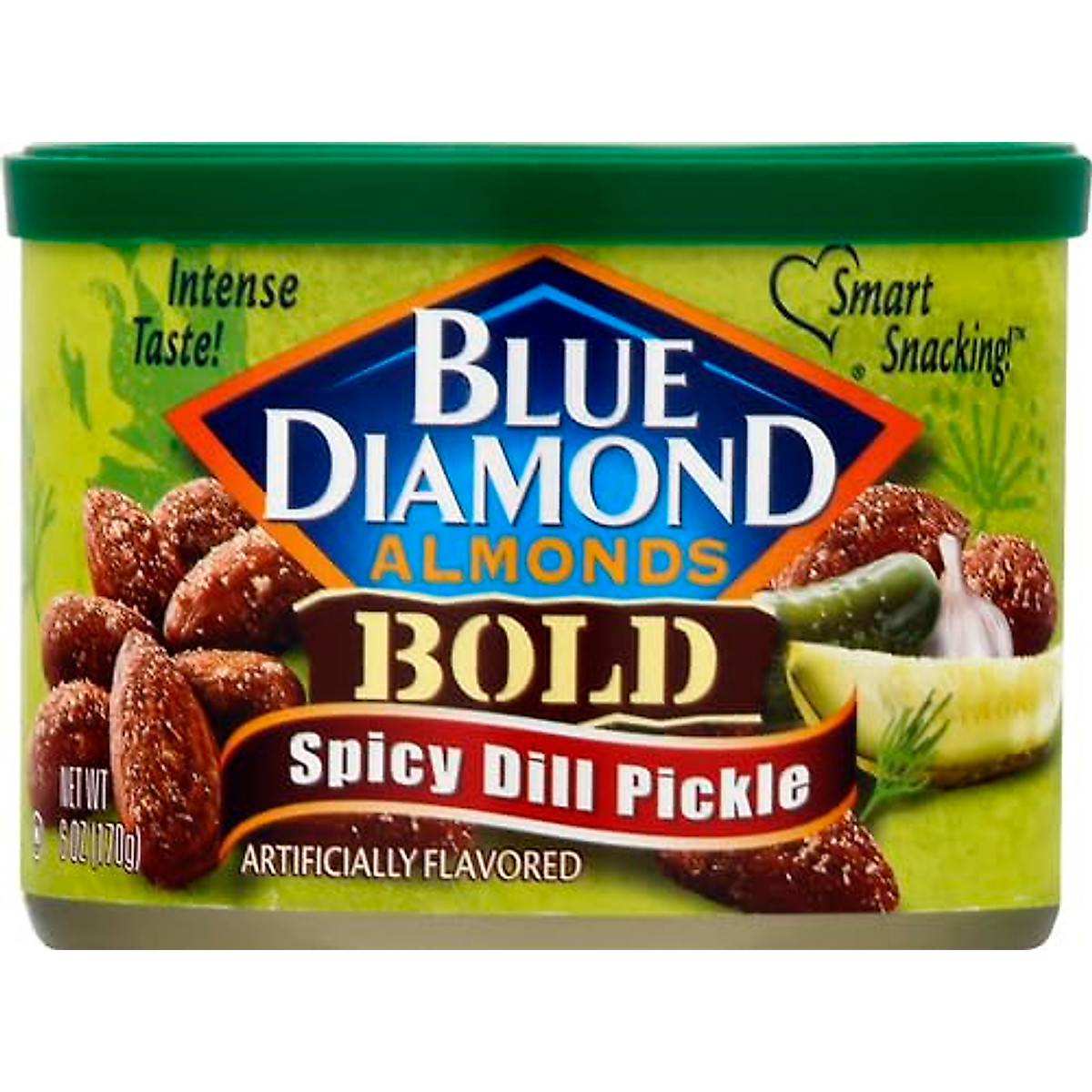 Blue Diamond Almonds Spicy Dill Pickle Flavored Snack Nuts, 6 Oz Resealable Can (Pack of 1)