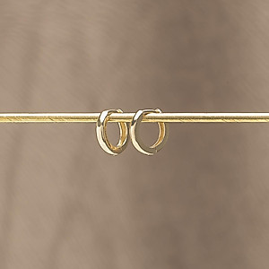 Jewelryist 14k Yellow Solid Gold Endless Huggie Hoop Sleeper Earrings for Women