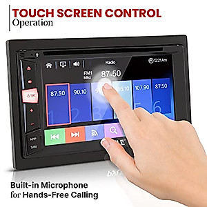 Pyle Double Din DVD Car Stereo Player Bluetooth in-Dash Car Stereo Touch Screen Receiver w/USB/SD, MP3, CD Player, AM FM Radio, Steering Wheel Feature, Hands-Free Call, Camera/Speaker Input - Pyle