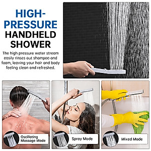 G-Promise All Metal 12 Inch Shower Head with Massage Mode Handheld, Rain Shower Head with Handheld Spray Combo, 3-Way Diverter with Pause Setting, 11 Inch Adjustable Extension Arm (Chrome)
