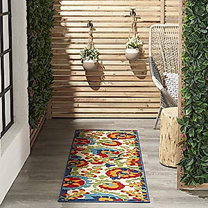 Nourison Aloha Indoor/Outdoor Multicolor 2' x 6' Area-Rug, Easy-Cleaning, Non Shedding, Bed Room, Living Room, Dining Room, Deck, Backyard, Patio (2x6)