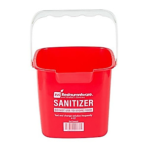 Restaurantware RW Clean 6 Quart Cleaning Bucket 1 Detergent Square Bucket - With Measurements Built-In Spout And Handle Red Plastic Utility Bucket For Home Or Commercial Use