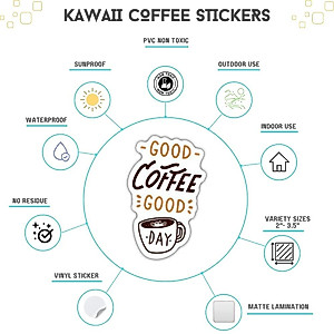 100pcs Kawaii Coffee Stickers, Cute Stickers Coffee Cups, Chromebook Stickers, Vinyl Decals Cups, Café Stickers for Teens (Stickers for Kids, Teens, Adults)