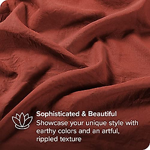 Bare Home Sandwashed Duvet Cover Queen Size - Premium 1800 Collection Duvet Set - Cooling Duvet Cover - Super Soft Duvet Covers (Queen, Sandwashed Rosewood)