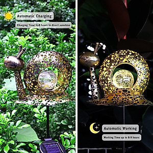 SEKKVY Solar Garden Lights Outdoor Decorative - 1 Pack, Metal Snail LED Stake Light Waterproof, Suitable for Pathway, Lawn, Patio, Yard(Warm White)