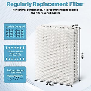 Alocs WF813 Humidifier Filter Replacement for Relion - RCM832 RCM832N ProCare PCWF813 PCWF-813 PCCM-832N PCCM-840 Equate EQWF813 EQ 2119-UL Cool Mist Humidifier Filters（6 Pack）