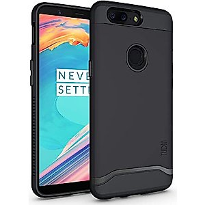 TUDIA DualShield Designed for OnePlus 5T Case, [Merge] Shockproof Heavy Duty Military Grade Dual Layer Slim Protective Case Cover - Matte Black