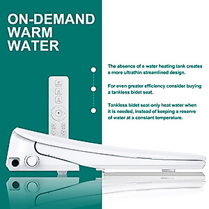 AQUATIZ Elongated Smart Toilet Bidet, Electric Toilet Seat with Self-Cleaning Nozzle, Adjustable Warm Water, Deodorizer, Air Dryer, LED Night light (Remote Control)