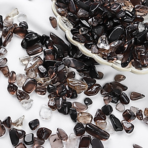 Runyangshi Natural Stones Irregular Shaped Small Tumbled Chip Gravel Crushed Gemstone Home Garden Fish Tank Decoration (Smoky Quartz, 9-12)