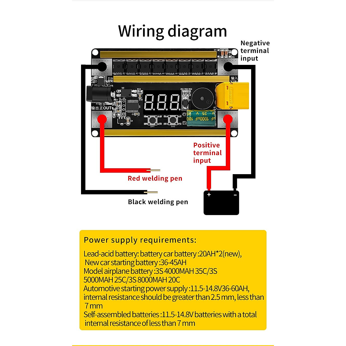 Mekek Spot Welder Control Board, 99 Levels 12V 2400A Spot Welder Kit, Handheld Portable DIY Spot Welding Machine PCB Circuit Board for 18650 Lithium Battery (with housing)