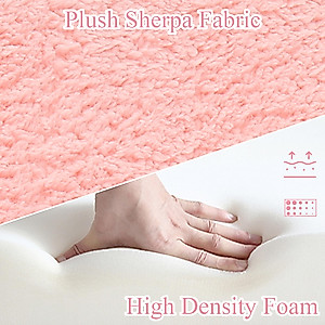 MISHAO Toddler Couch 2-in-1 Foldable Kids Sofa Couch Chair w/Removable Cover, Baby Comfy Pull Out Sofa Armchair to Lounger Sleeper Bed w/Side Pockets for Boys & Girls (Sherpa Pink)