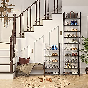 Z&L HOUSE 10 Tier Shoe Rack Tall, Sturdy Free Standing Narrow Shoe Stand, Store 20-24 Pairs of Shoes, Stackable Shoe Organizer Storage Shelf for Entryway to Increase The Use of Space