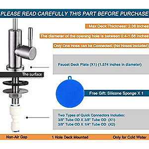 ESOW 100% Lead-Free Kitchen Water Filter Faucet, Fits Most Reverse Osmosis and Water Filtration System for Kitchen Bar Sink in Non-Air Gap, SUS304 Stainless Steel Brushed Nickel Finish