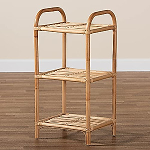 Bali & pari Barras Modern Bohemian Natural Rattan 3-Tier Display Shelf