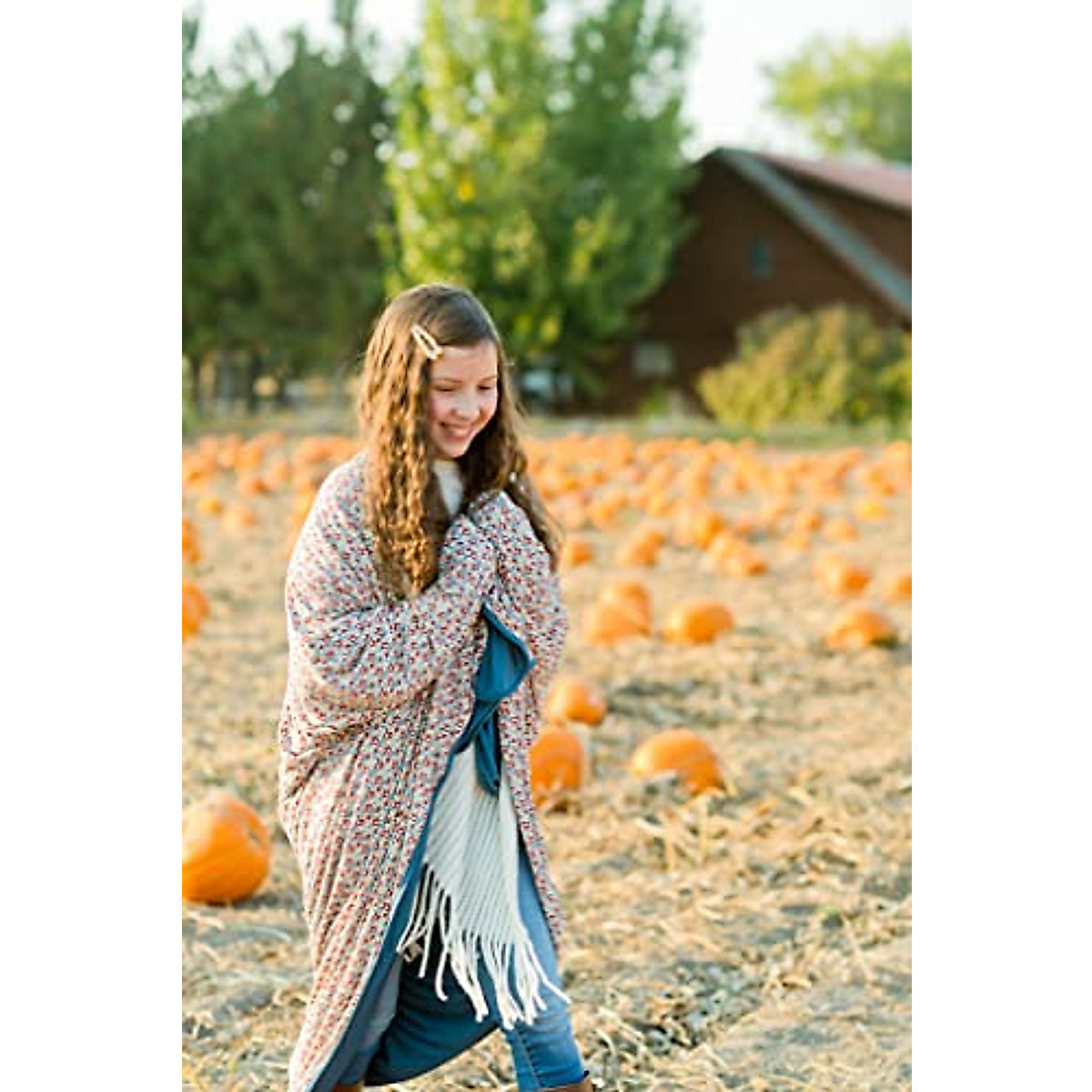 Soft Oversized Throw Blanket - Super Cozy Adult Size Large Swaddle Blankets for Bed, Sofa, Couch - Lightweight Jersey Knit Comfort Throws 57x72 Inch Long (Blue Red Ditsy Floral)