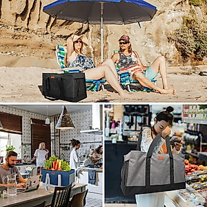 MHOMER Reusable Grocery Bags Extra Waterproof Large Utility Tote Bag with Carrying Handles Foldable Shopping Bags for Storage Space Saving Reinforced Bottom Durable Oxford Fabric Blue