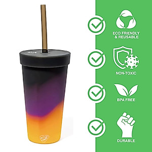Silipint: Silicone 22oz Straw Tumbler: Sun Storm - Reusable, Unbreakable, Flexible, Hot/Cold, Airtight Lid, Travel, Sustainable
