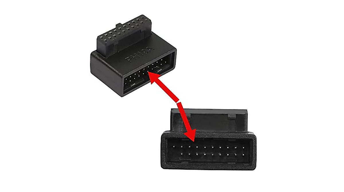 QIANRENON USB 3.0 19/20 Pin 90° Adapter - Up Angled Right Angle Socket