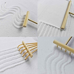 Artcome Japanese Zen Sand Garden for Desk with Rake, Stand, Rocks and Mini Furnishing Articles - Office Table Accessories, Mini Zen Sand Garden Kit - Meditation Gifts