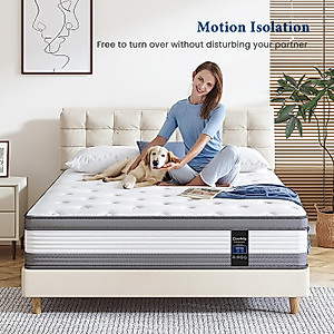 Coolvie King Mattress, 12 Inch King Size Hybrid Mattress, King Mattress in A Box, Individual Pocket Springs with Memory Foam Layer Provide Motion Isolation & Cool Sleep, 2024 New
