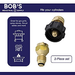 BISupply Solid Brass Propane Refill Adapter POL to QCC1 Type 1 POL Propane Adapter Fitting 2pk - Fits 1lb Propane Bottle