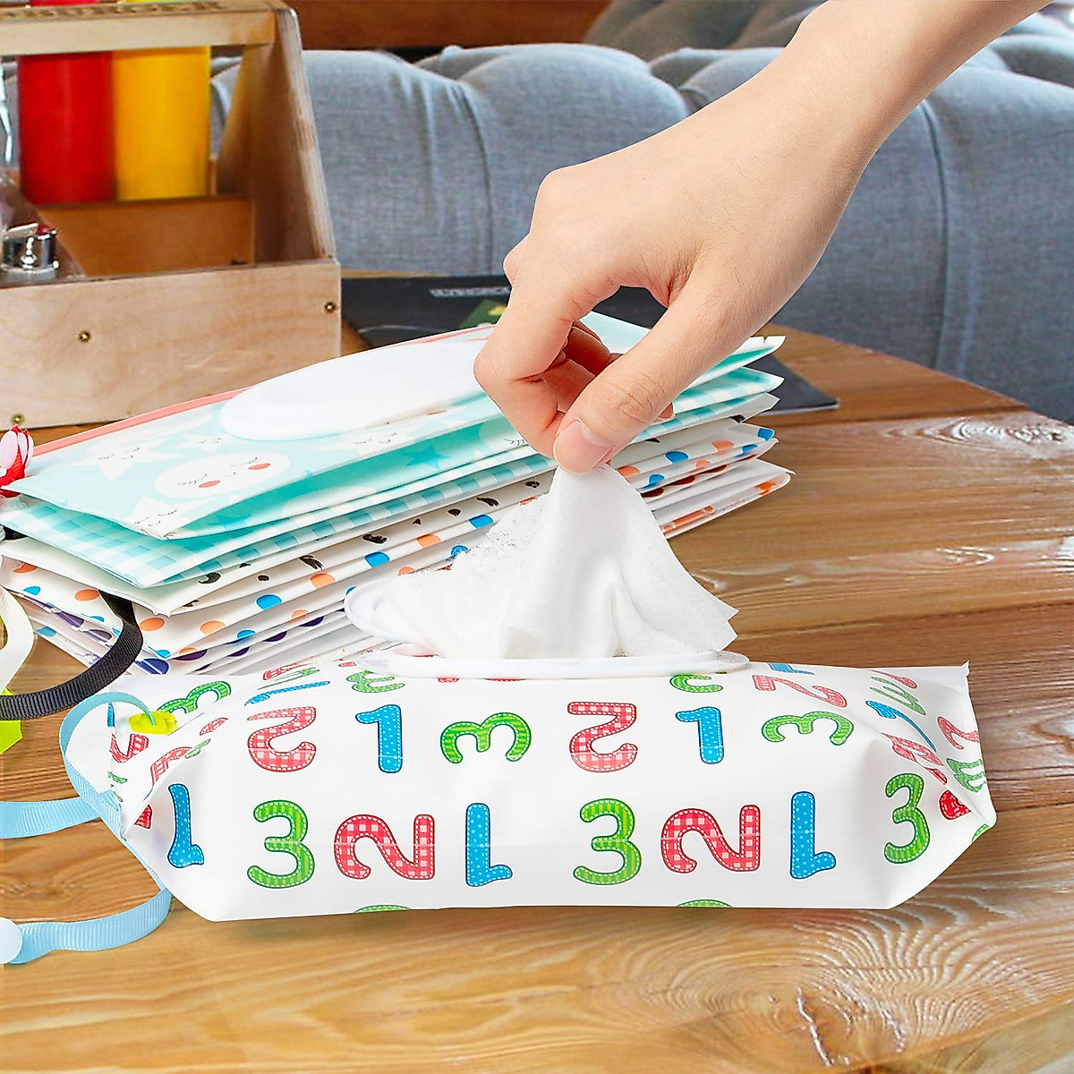 R HORSE 8Pcs Portable Baby Wipes Dispenser Refillable Wipe Holder Infant Wipes Containers Set Travel Wet Wipes Pouch Diaper Wipe Bags Keepsake Gift for Baby Shower Thanksgiving Day Christmas