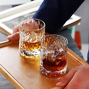 Japanese Whiskey Glass - Handmade Old Fashioned Tumbler | Crystal Hammer Figure Finish | Thickened Drinking Cup for Whiskey Beer Brandy Cocktail Scotch for Men Dad Daddy Fathers Day
