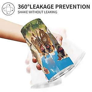 KIOWEIR Dogs Running Stainless Steel Tumbler 20oz With Lid And Straw, Insulated Tumblers Coffee Cup, Travel Mug for Ice Drink & Hot Beverage for Women Men Boys Girls