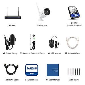 [Upgrade 2k]ANNKE WS300 8CH Wireless Security Camera System with 1TB Hard Drive and 8X 1296P Outdoor WIFI IP Cameras Video Surveillance System, Work with Alexa, AI Human Detection, 100ft Night Vision
