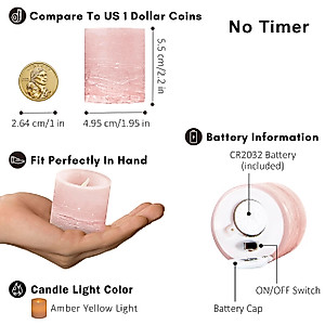 Furora LIGHTING Pink Real Wax LED Votive Tealight Candles Pack of 6, 2 Inch Flameless Flickering Candles for Delicate Home Décor, Batteries Included