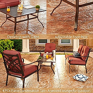 PatioFestival Patio Furniture Set 4 Piece Outdoors Sofas with 6.3 Inch Cushion Metal Bistro Conversation Set(Burgundy Red)