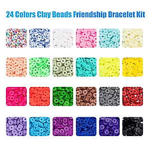 Ybxjges Clay Beads Bracelet Making Kit, 3800Pcs Polymer Flat Beads for Jewelry Making Heishi Beads for Friendship Bracelet Kit with Charm Kit for DIY Crafts Gifts for Girls Age 6-12