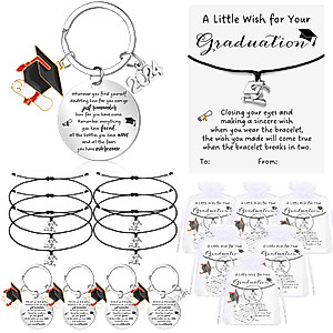 Ecation 25 Sets 2024 Graduation Keychain Wish Bracelet with Graduation Card and Organza Bags Graduation Gifts for Students 2024 Graduation Gift for Class of 2024 College High School Boys Girls