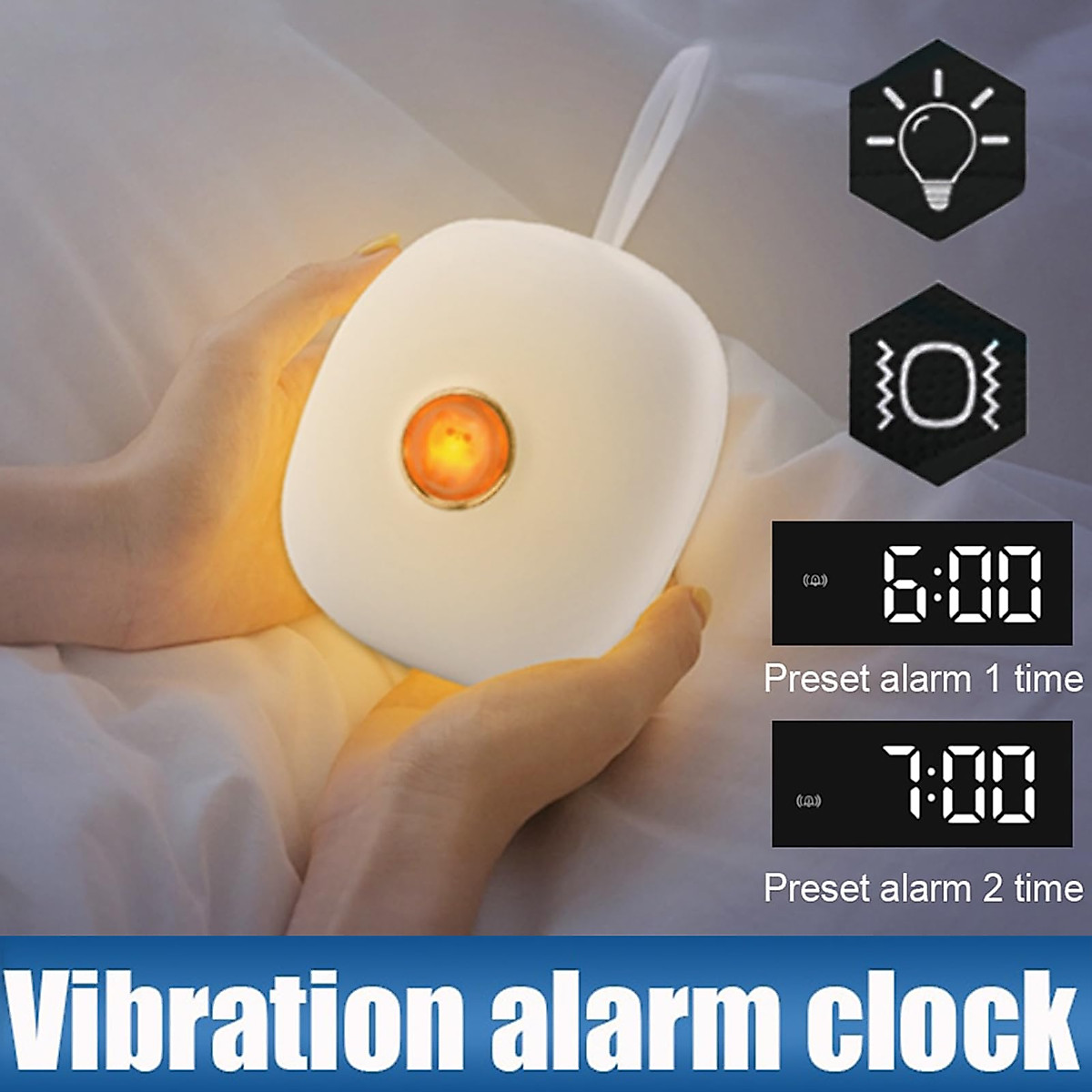 Extra Loud Vibrating Alarm Clock, Extra Loud Vibrating Alarm Clock with Bed Shaker, Cute Battery Operated Loud Alarm Clock for Heavy Sleepers, Hard of Hearing Deaf, Teens