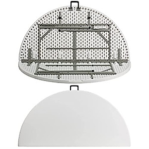 Flash Furniture Scarborough 5-Foot Round Bi-Fold Granite White Plastic Folding Table with Carrying Handle