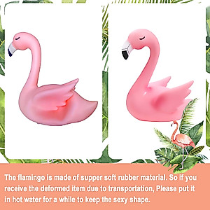 Mity rain 7pcs Flamingo Cake Toppers, Flamingo Palm Leaves Hibiscus Flowers Hawaiian Luau Cake Decorations for Tropical Theme Birthday Party Supplies