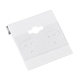 MOOCA 100 pieces of 1.5 x 1.5 inches Plain White Hanging Earring Cards Earring Card Holder, Earring Display Cards for Ear Studs, Velvet Plastic Display Earring Card Holder