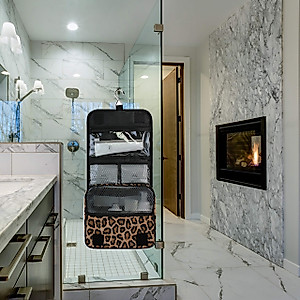 Hanging Travel Toiletry Bag Kit Makeup Case Cosmetics Organizer for Men Women leopard